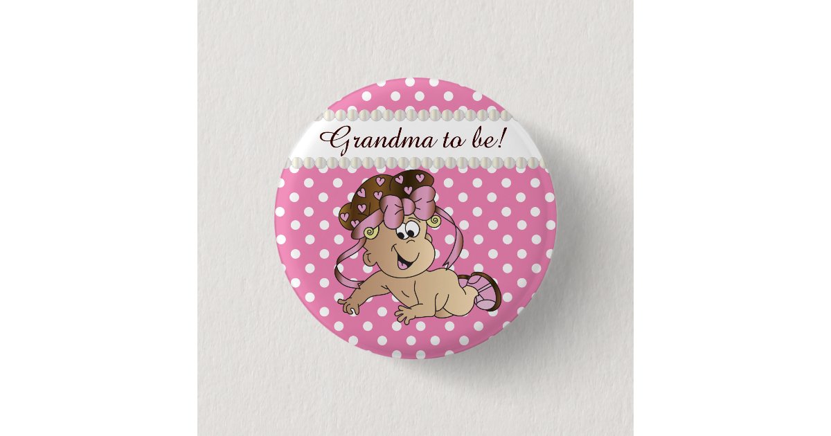 Pink and White Polka Dot | Baby Girl Pinback Button | Zazzle