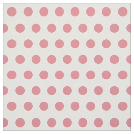 White and Coral Pink Polka Dot Pattern Fabric | Zazzle