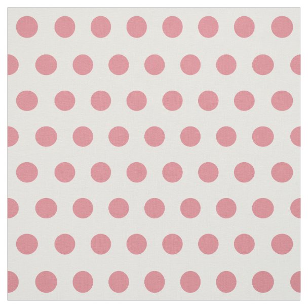 White and Coral Pink Polka Dot Pattern Fabric | Zazzle
