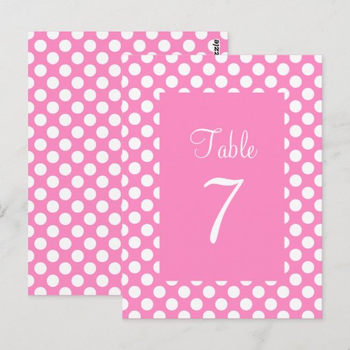 Pink and White Polka Dot Table Number Postcard | Zazzle