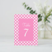 Pink and White Polka Dot Table Number Postcard | Zazzle