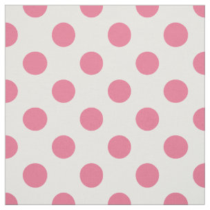 White and Coral Pink Polka Dot Pattern Fabric | Zazzle