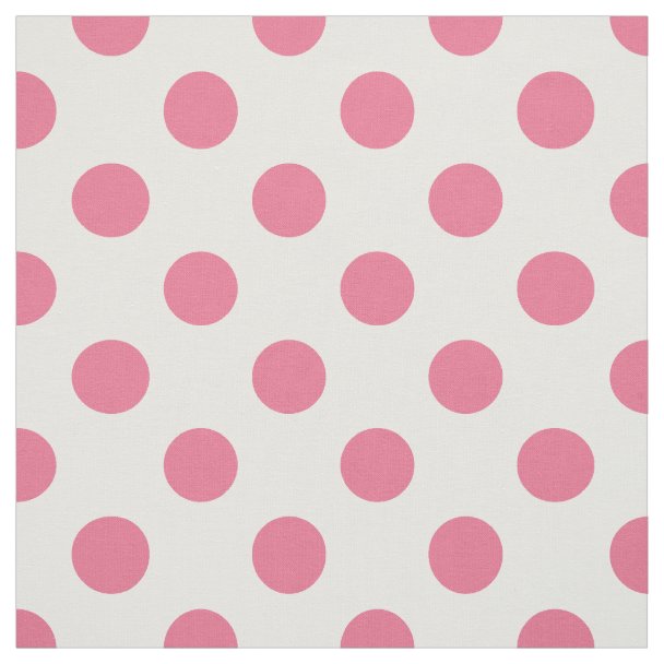 White and Coral Pink Polka Dot Pattern Fabric | Zazzle
