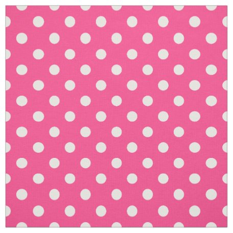 White and Coral Pink Polka Dot Pattern Fabric | Zazzle
