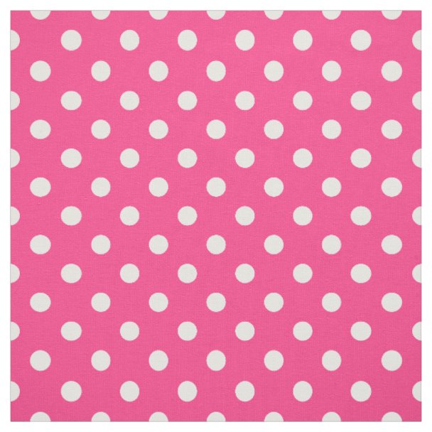 White and Coral Pink Polka Dot Pattern Fabric | Zazzle