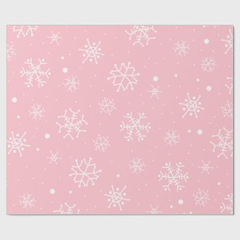 Pink and White Snowflakes Wrapping Paper | Zazzle