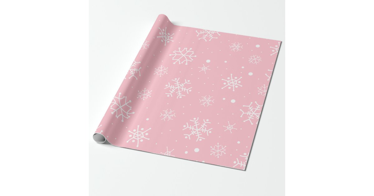 Pink and White Snowflakes Wrapping Paper | Zazzle