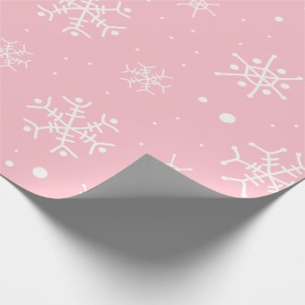 Pink and White Snowflakes Wrapping Paper | Zazzle