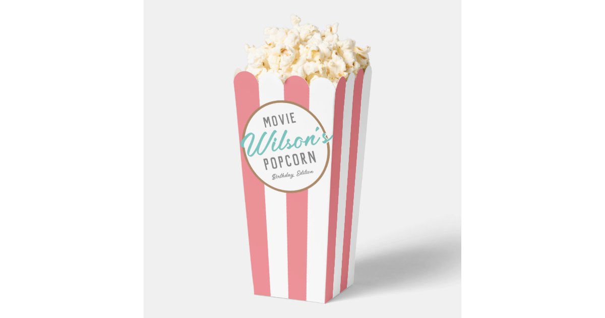 Pink and White Special Event Movie Night Popcorn Favor Boxes | Zazzle
