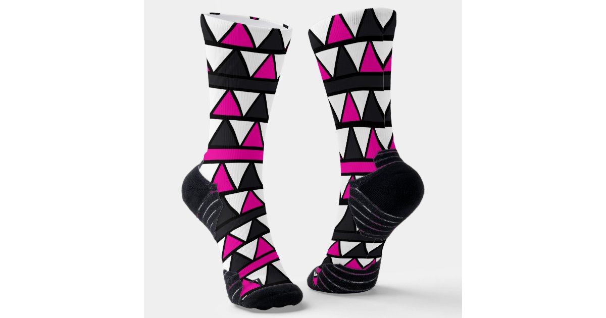 Pink And White Triangle Socks | Zazzle