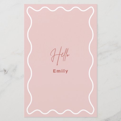 Pink and White Wavy Border menu card with name | Zazzle
