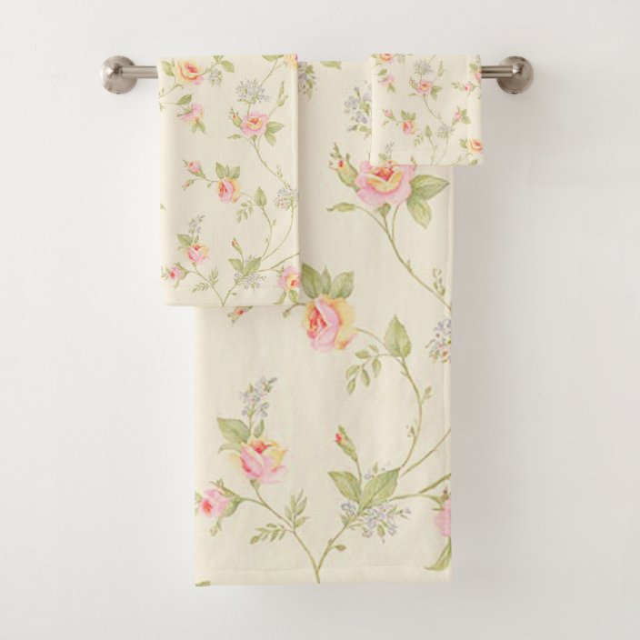 Pink and Yellow Roses Bath Towel Set | Zazzle.com