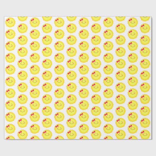 Pink and Yellow Sunshine Pattern Wrapping Paper | Zazzle