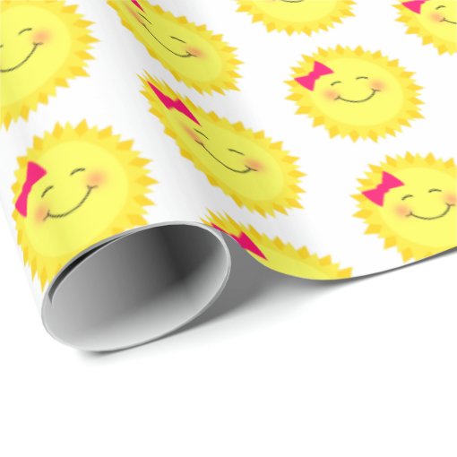 Pink and Yellow Sunshine Pattern Wrapping Paper | Zazzle