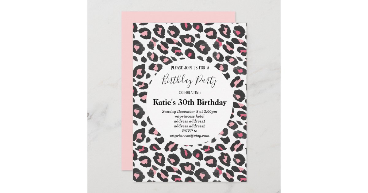 pink animal print, Leopard ,cheetah birthday Invitation | Zazzle