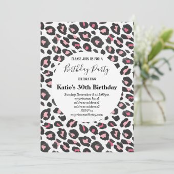 pink animal print, Leopard ,cheetah birthday Invitation | Zazzle