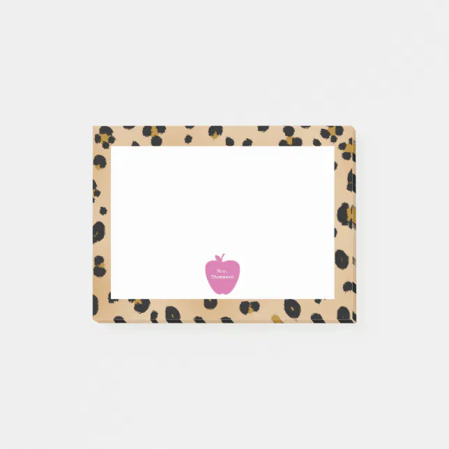 Pink Apple Leopard Print Teacher Post-it® Notes | Zazzle
