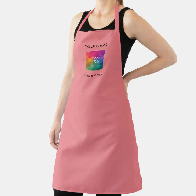 Pink Apron Custom Logo Business Company Minimalist | Zazzle