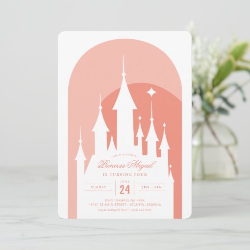 Pink Arch Disney Princess Castle Invitation | Zazzle