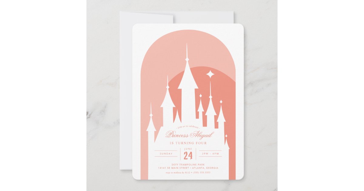 Pink Arch Disney Princess Castle Invitation | Zazzle
