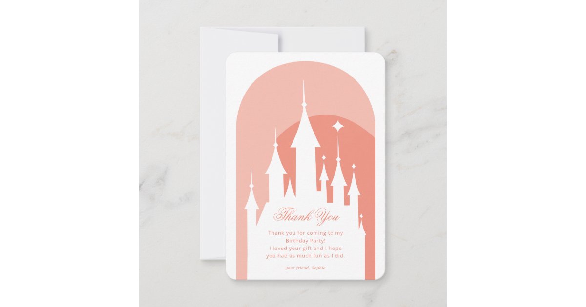 Pink Arch Disney Princess Castle Thank You | Zazzle