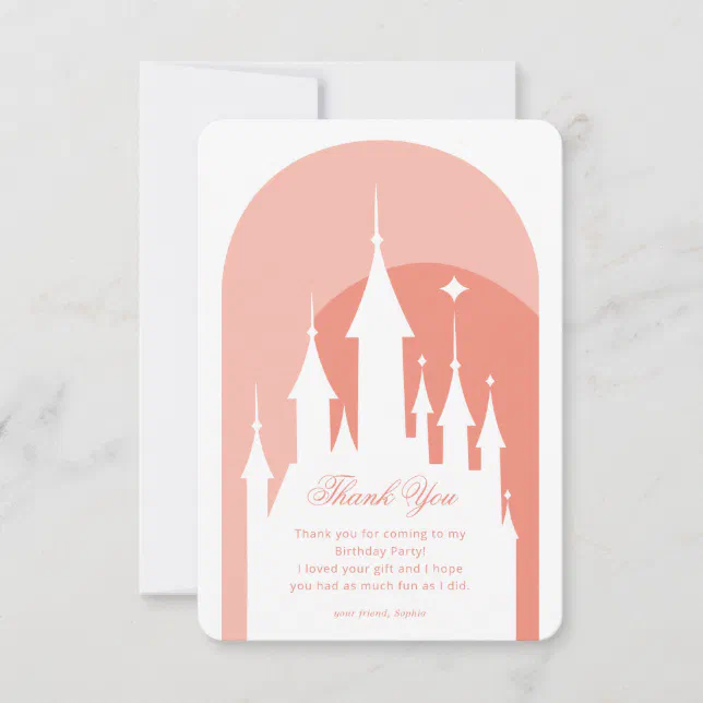 Pink Arch Disney Princess Castle Thank You | Zazzle