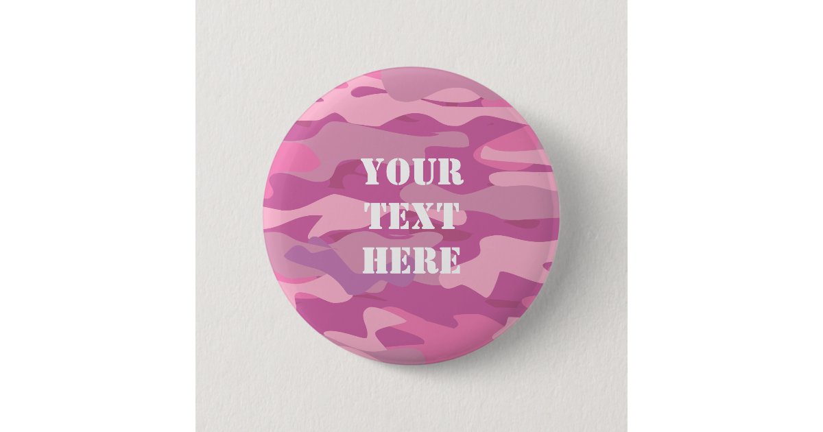 Pink army camouflage color name badge buttons | Zazzle