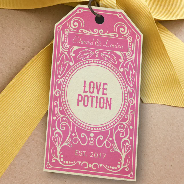 Pink art deco love potion apothecary label | Zazzle