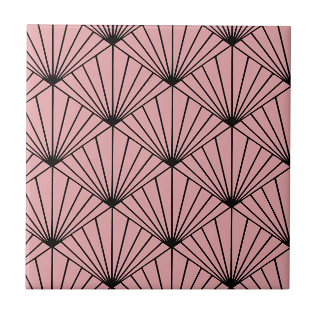 Pink Art Deco Oriental Fan Pattern Ceramic Tile | Zazzle