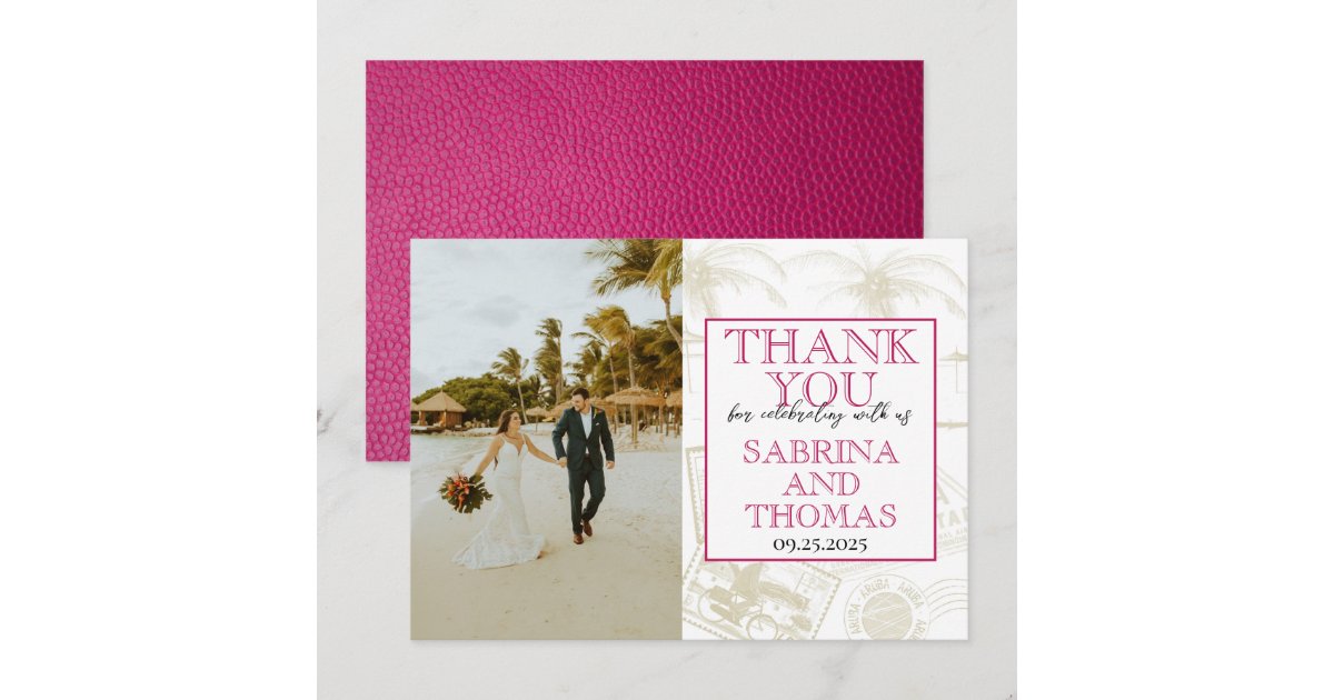 Pink Aruba Thank You Card | Zazzle