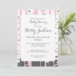 Pink Aspen Trees Baby Shower Invitation | Zazzle