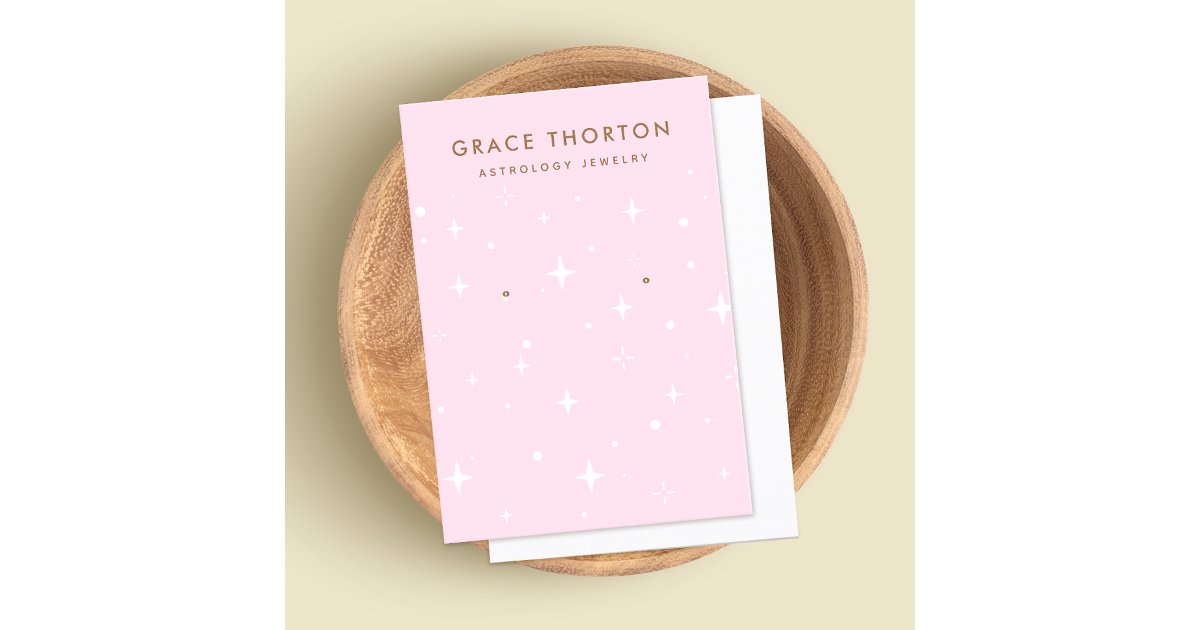 Pink Astrology Stars Earring Jewelry Display Card | Zazzle