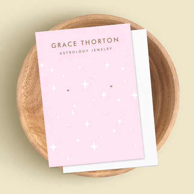 Pink Astrology Stars Earring Jewelry Display Card | Zazzle