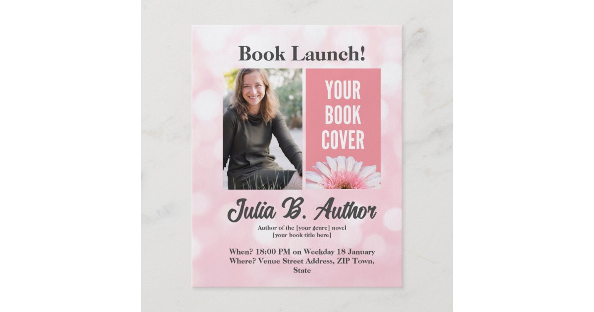 Pink Author Book Launch Invitation Flyer | Zazzle