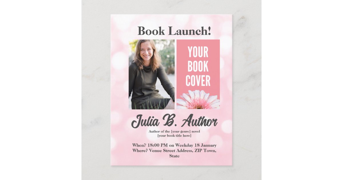 Pink Author Book Launch Invitation Flyer | Zazzle