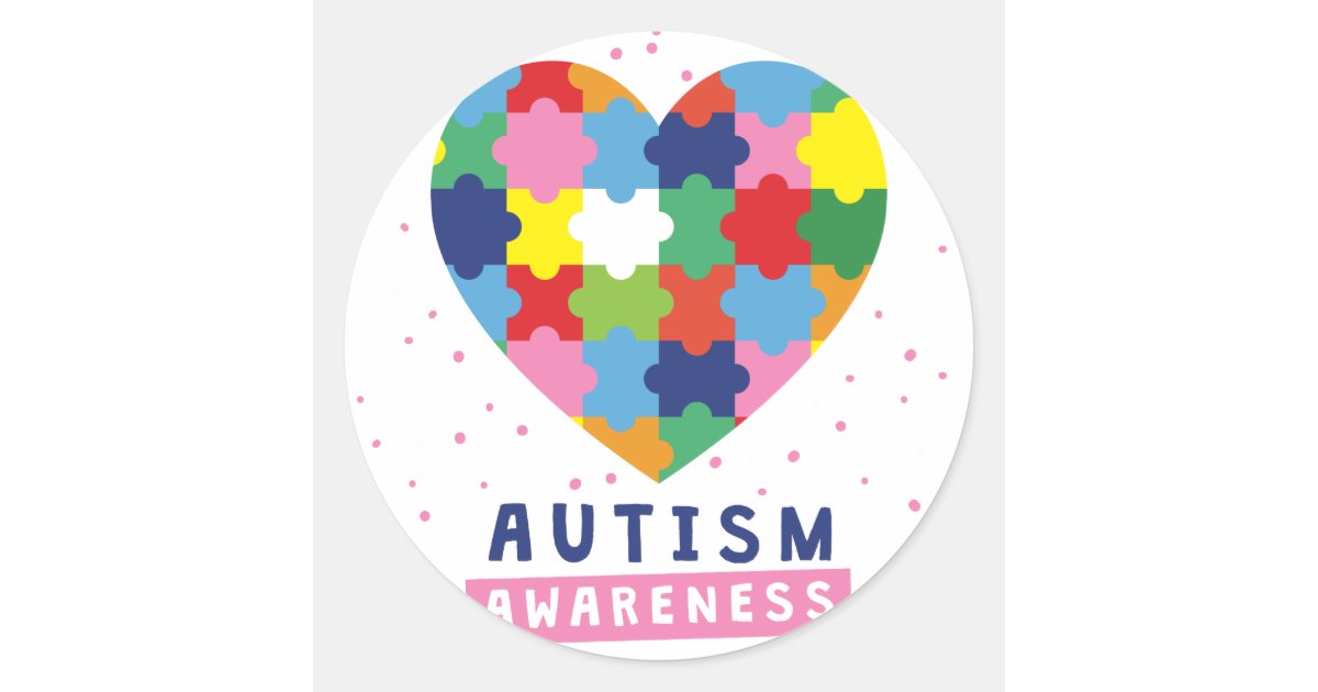 pink autism awareness classic round sticker | Zazzle