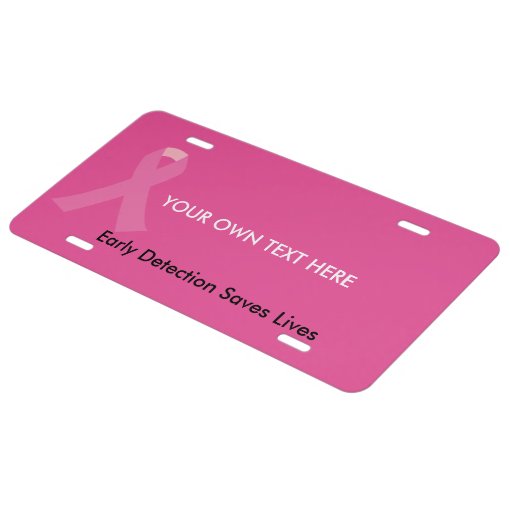 Pink Awareness Ribbon License Plate | Zazzle