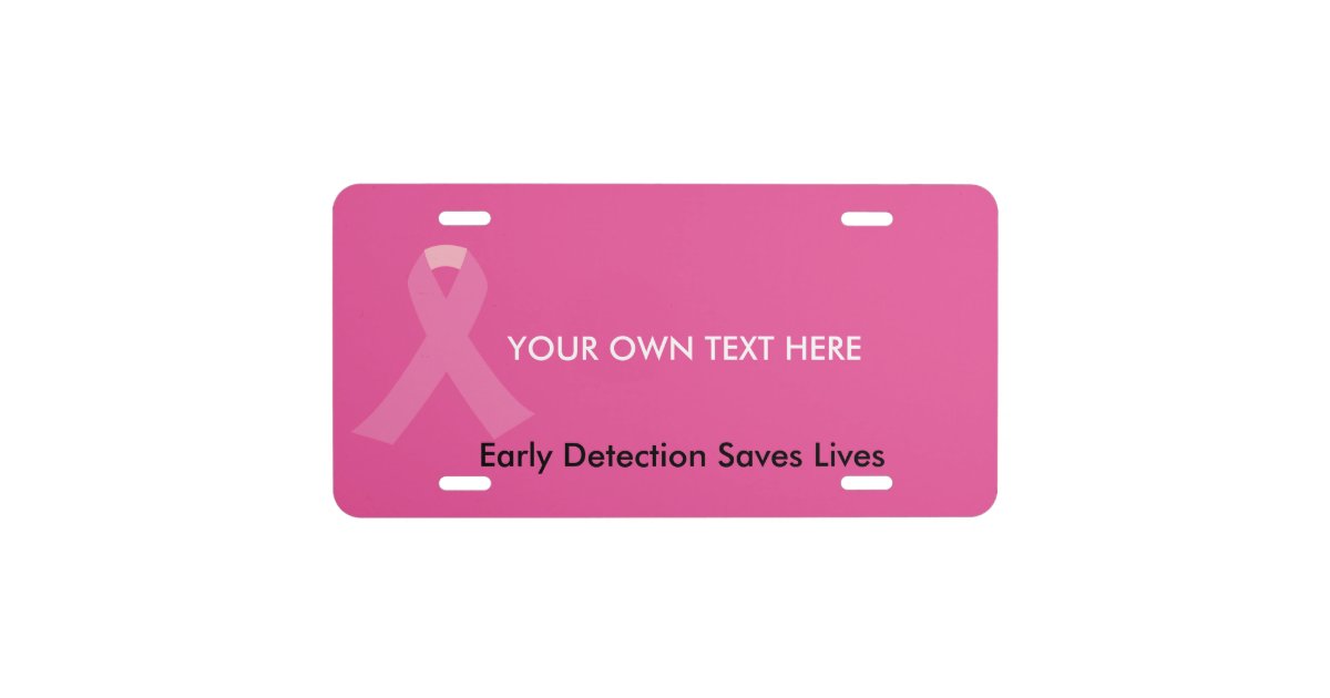 Pink Awareness Ribbon License Plate | Zazzle