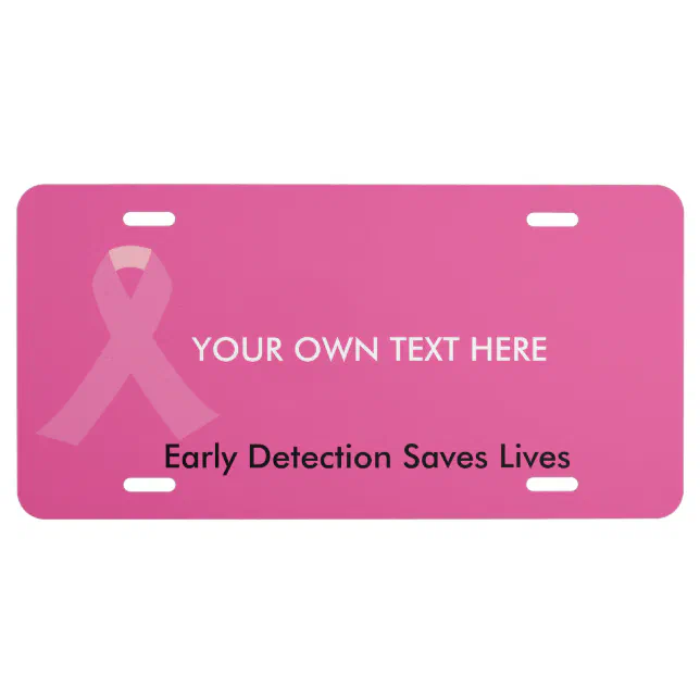 Pink Awareness Ribbon License Plate | Zazzle