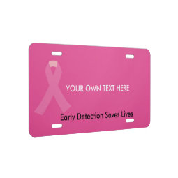 Pink Awareness Ribbon License Plate | Zazzle