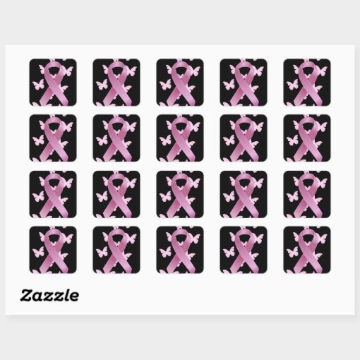 Pink Awareness Ribbon Square Sticker | Zazzle
