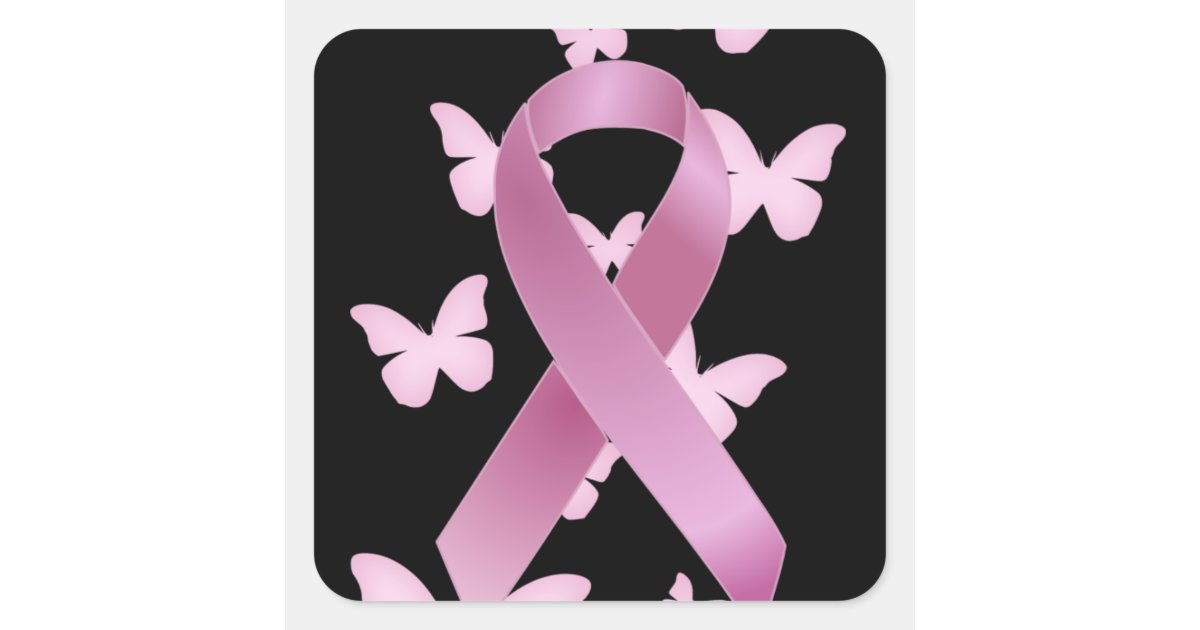 Pink Awareness Ribbon Square Sticker | Zazzle