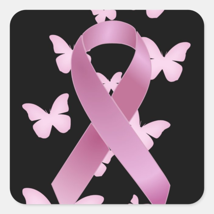 Pink Awareness Ribbon Square Sticker | Zazzle