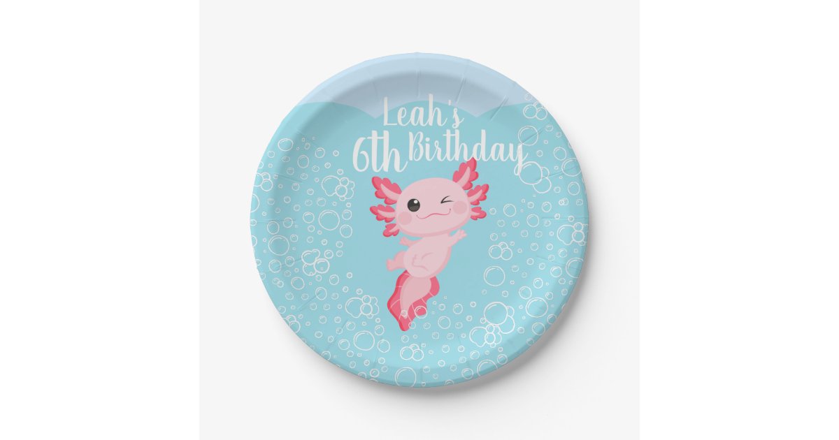 Pink Axolotl Birthday Party Paper Plates | Zazzle