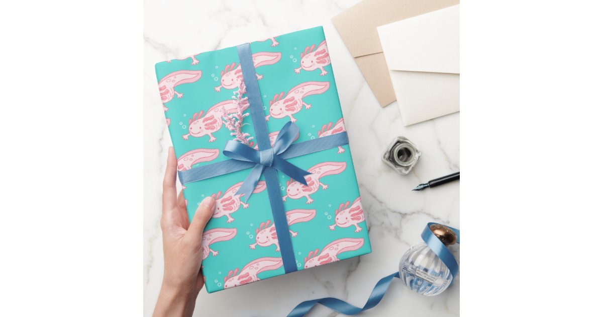 Pink Axolotl Pattern Wrapping Paper | Zazzle