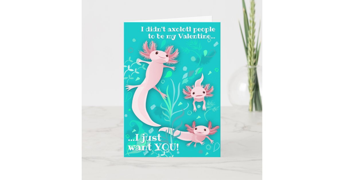 Pink Axolotls Custom Valentine's Day Card | Zazzle