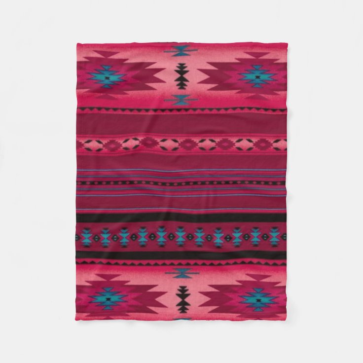 PINK Aztec Print Fleece Blanket | Zazzle