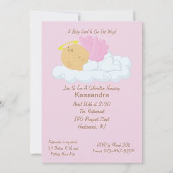 Pink Baby Angel Baby Shower Invitation | Zazzle