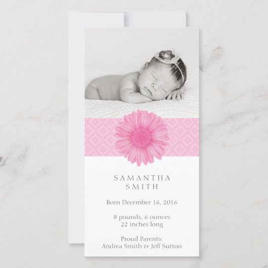 Pink Baby announcement photo card | Zazzle.com