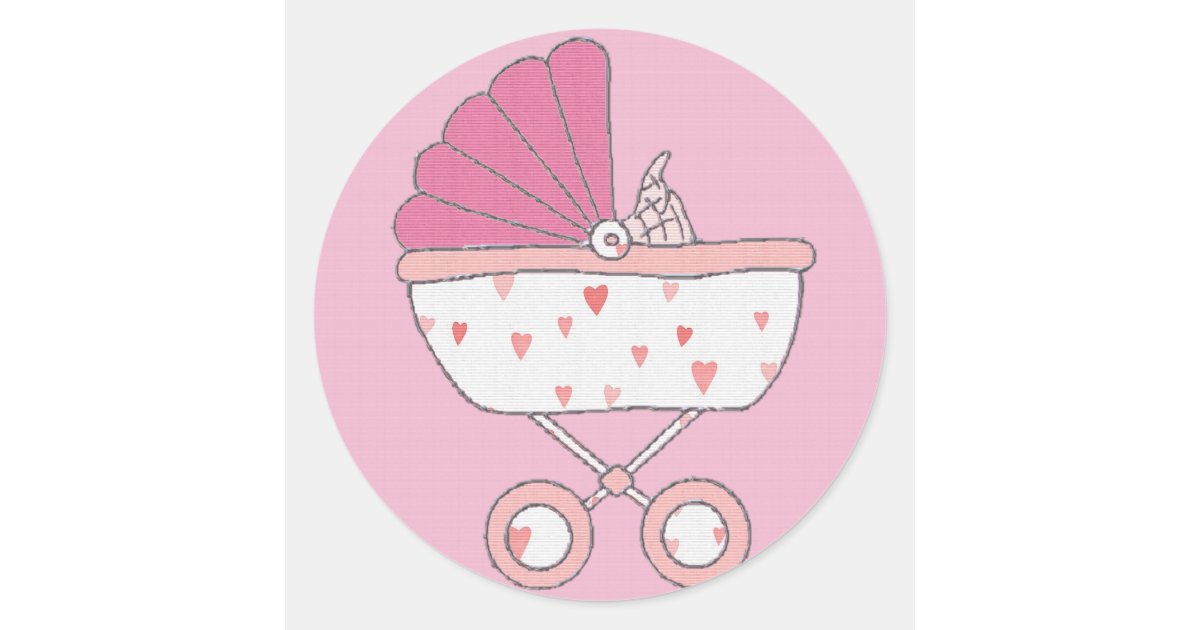 Pink Baby Carriage Sticker | Zazzle